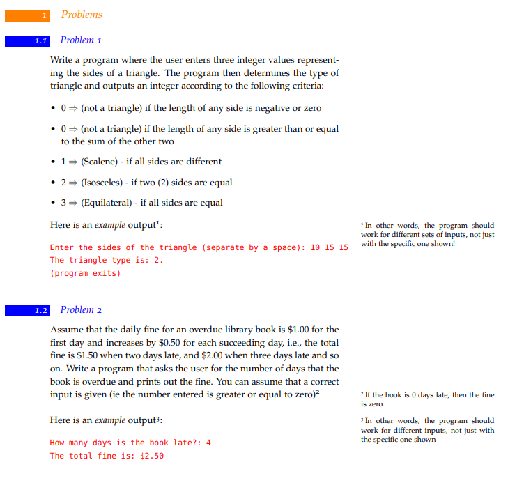 Solved 1 Problems 11 Problem 1 Write A Program Where The 0597