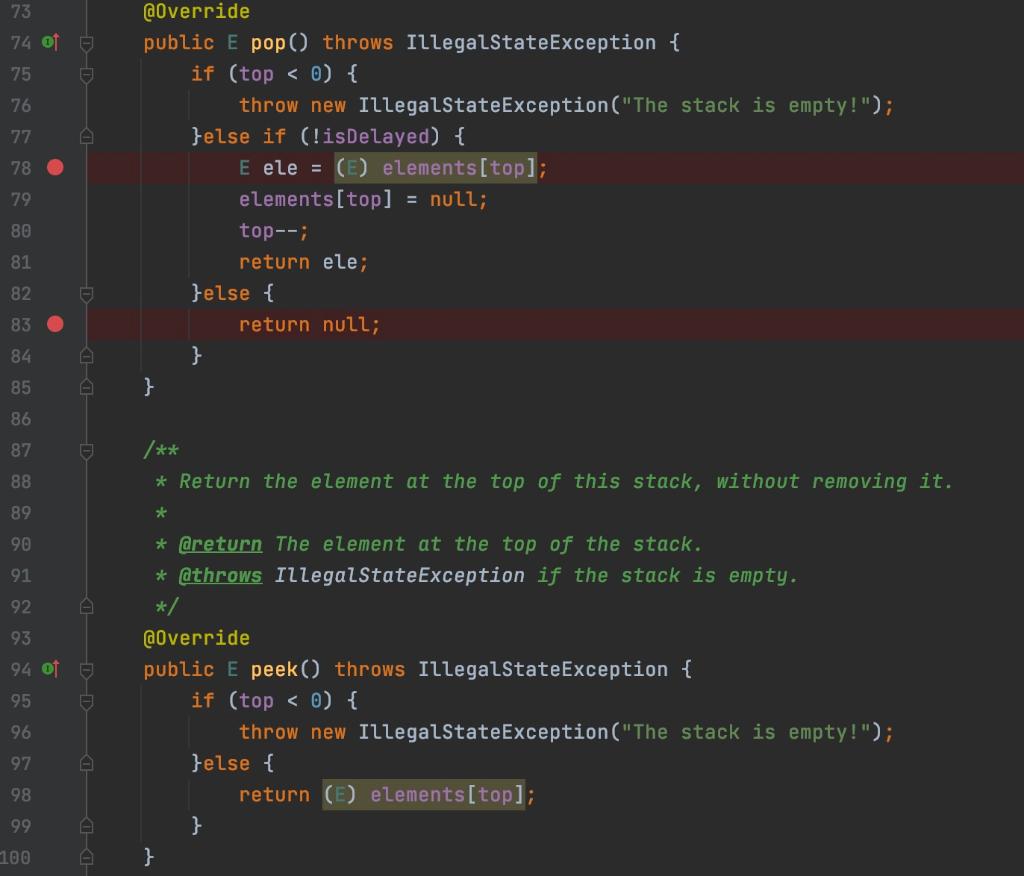 Solved This is a stacked code in java, and there are some | Chegg.com