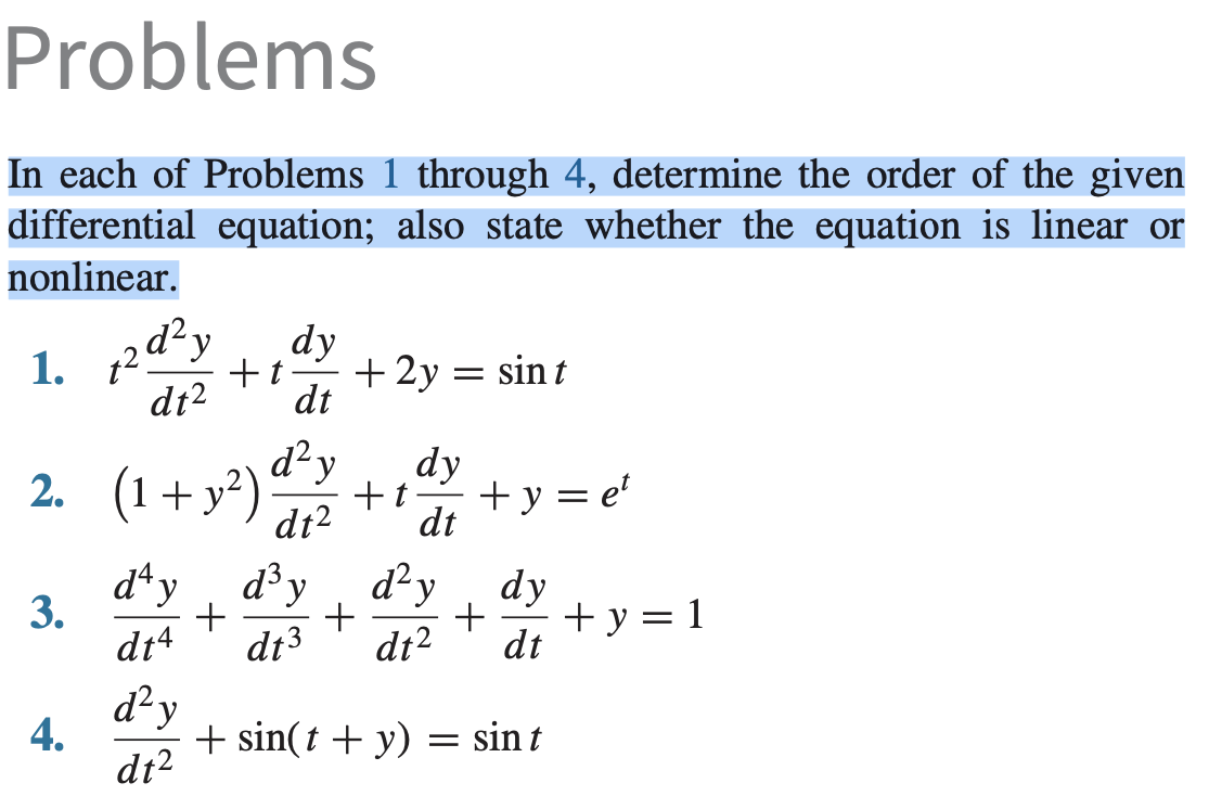 Solved Problems In each of Problems 1 through 4, determine | Chegg.com