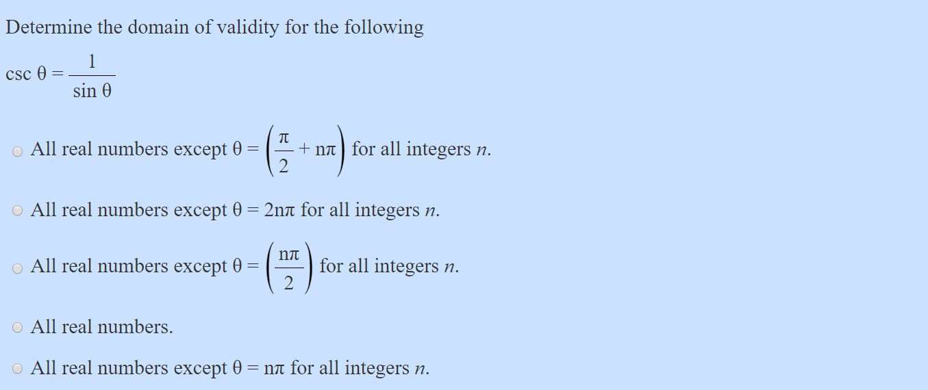 Solved Determine the domain of validity for the following 1 | Chegg.com