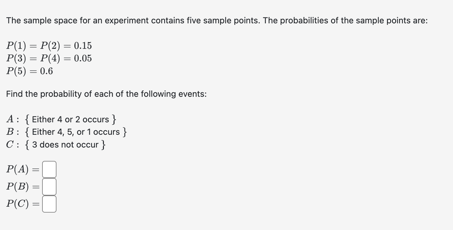 Solved The sample space for an experiment contains five | Chegg.com