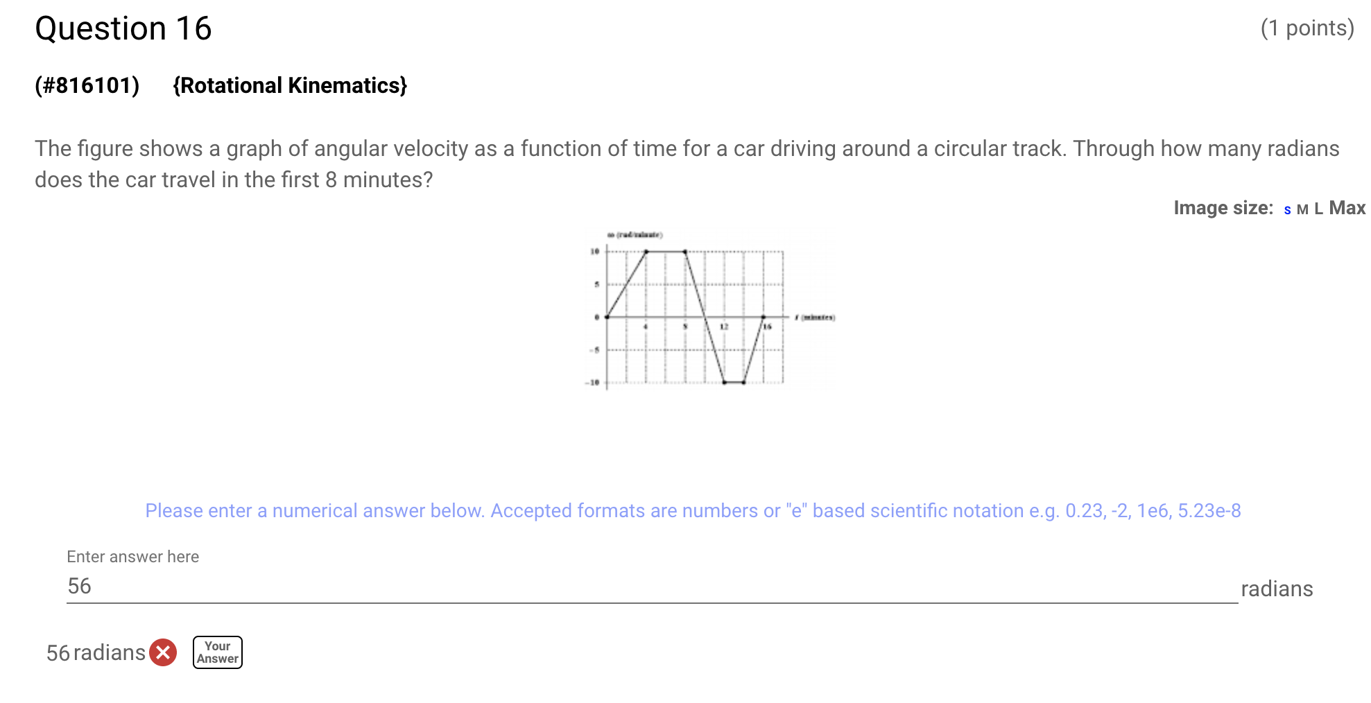 Solved The figure shows a graph of angular velocity as a | Chegg.com