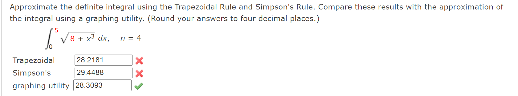 Solved Approximate the definite integral using the | Chegg.com