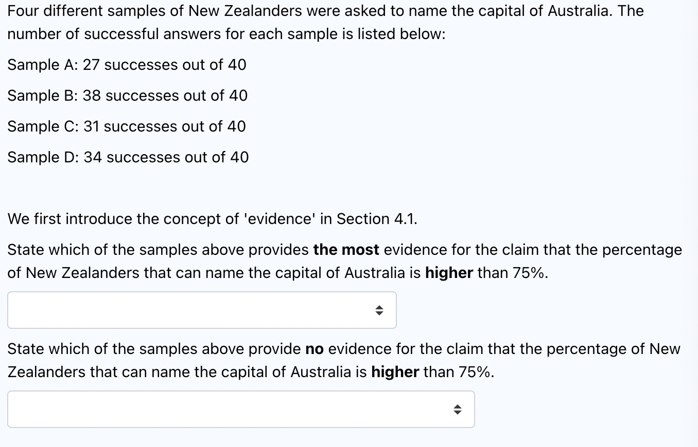 Solved Four different samples of New Zealanders were asked | Chegg.com
