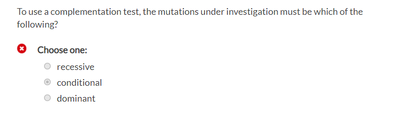 Solved To use a complementation test, the mutations under | Chegg.com
