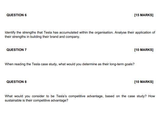 Solved QUESTION 3 Tesla is all about innovation. Identify | Chegg.com