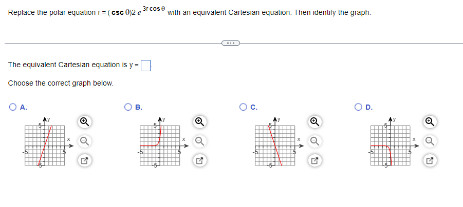 Solved Replace the polar equation r = (csc)2 e 3r cose with | Chegg.com