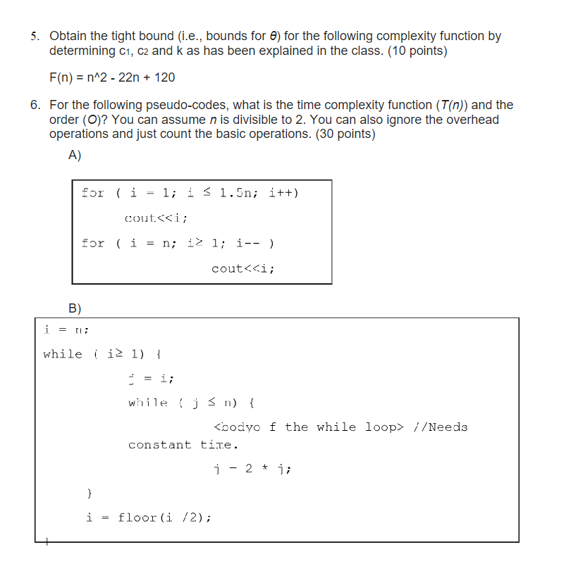 Solved 5. Obtain the tight bound (i.e., bounds for θ ) for | Chegg.com
