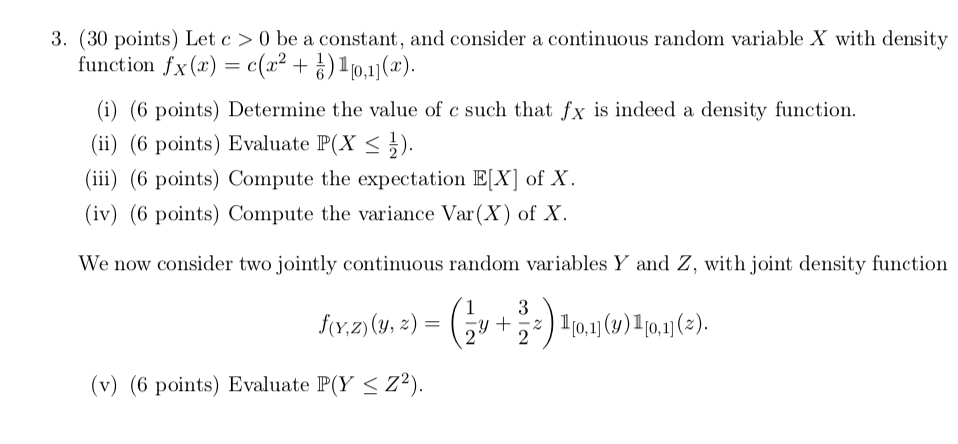 Solved 3. (30 points) Let c > 0 be a constant, and consider | Chegg.com