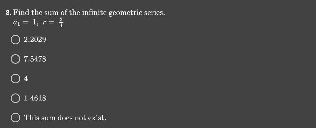 Solved 7. Find a28 if a1=−40 and d=−10. −320 −309 −295 −310 | Chegg.com
