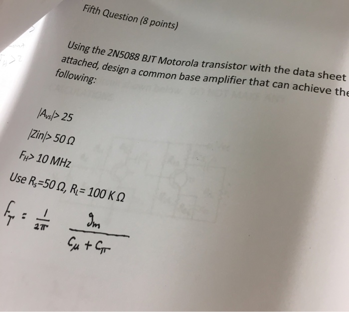 Using the 2N5088 BJT Motorola transistor with the | Chegg.com