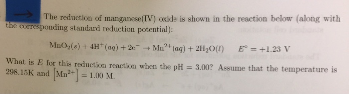 Solved The reduction of manganese(IV) oxide is shown in the | Chegg.com