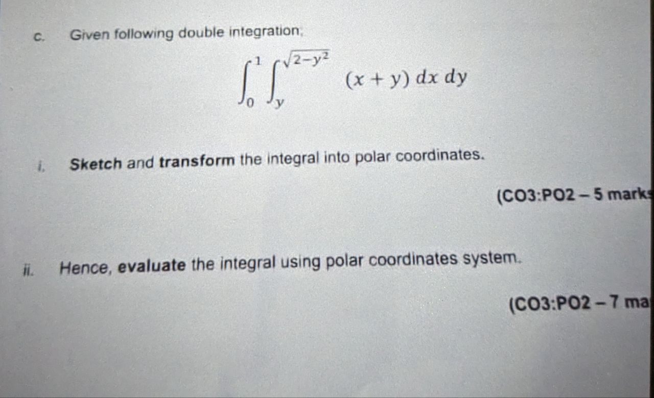 Solved calculusc. Given following double | Chegg.com