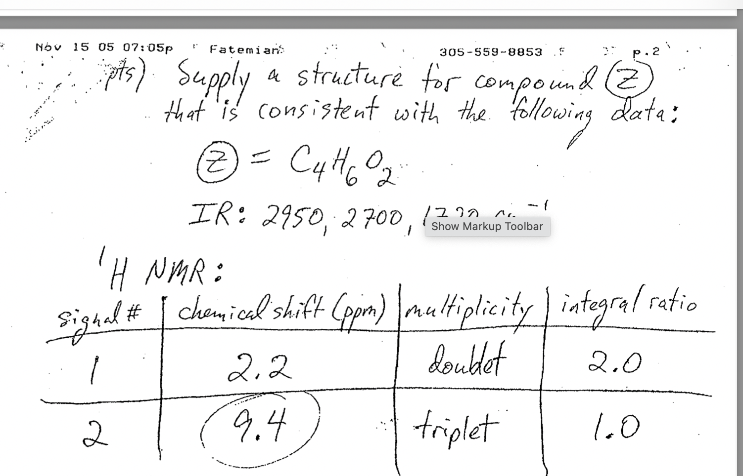 Solved Supply a structure for compound (z)that is consistent | Chegg.com
