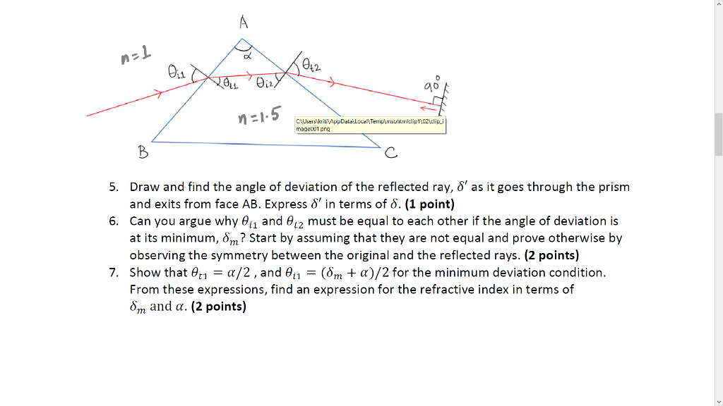 Solved Problem 1: Minimum deviation through a prism This | Chegg.com