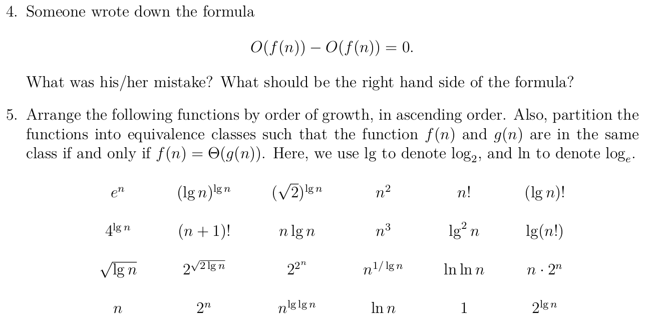 Solved 4. Someone wrote down the formula of(n)) - Of(n)) = | Chegg.com