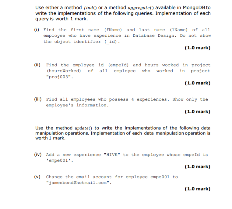Solved Question 4 - (Total 10 marks) BSON document a) | Chegg.com