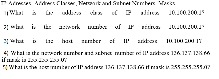 Solved IP Adresses, Address Classes, Network and Subnet | Chegg.com