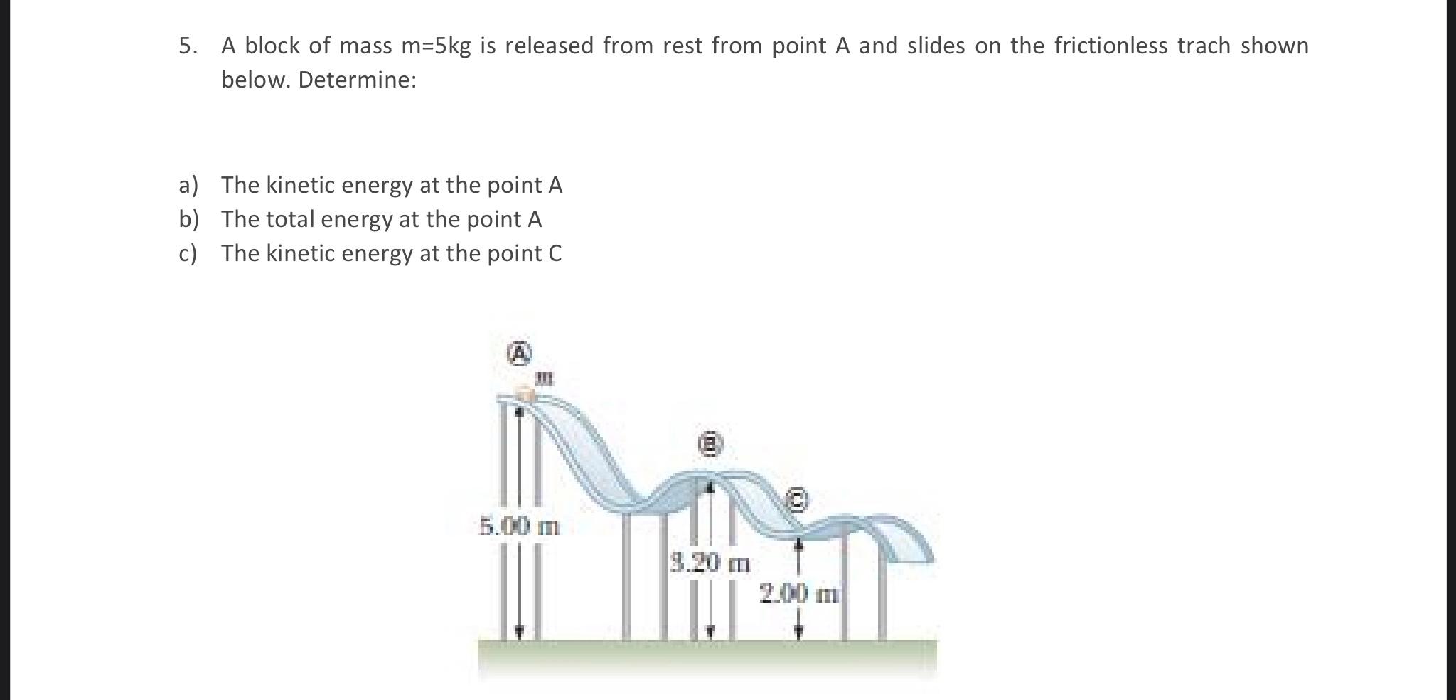 Solved 5. A block of mass m=5kg is released from rest from | Chegg.com
