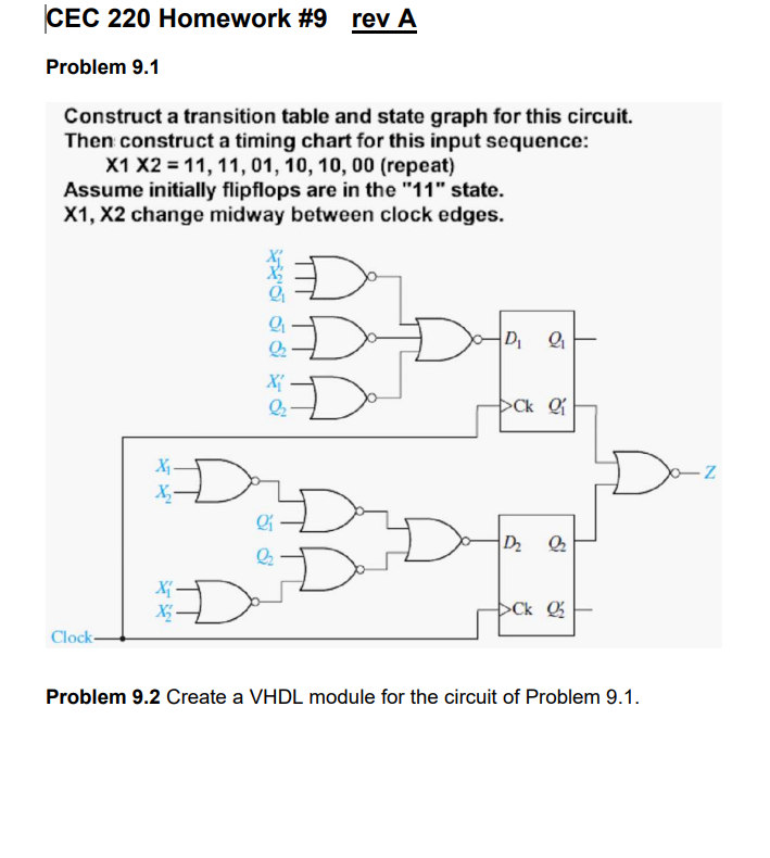 [Solved]: CEC 220 Homework #9 rev A Problem 9.1 Construct a