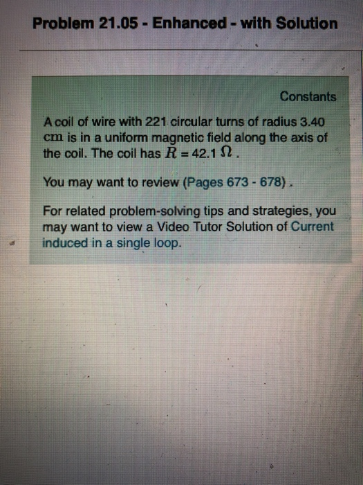 Solved Problem 21.05 Enhanced - with Solution Constants A | Chegg.com