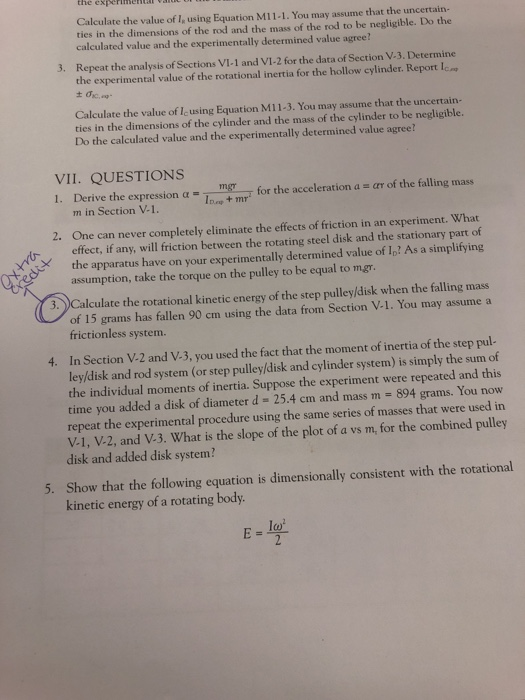 Solved the expcrimental van Calculate the value of I, using | Chegg.com