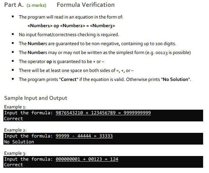 Solved (C++)You will be given a formula of two very large | Chegg.com