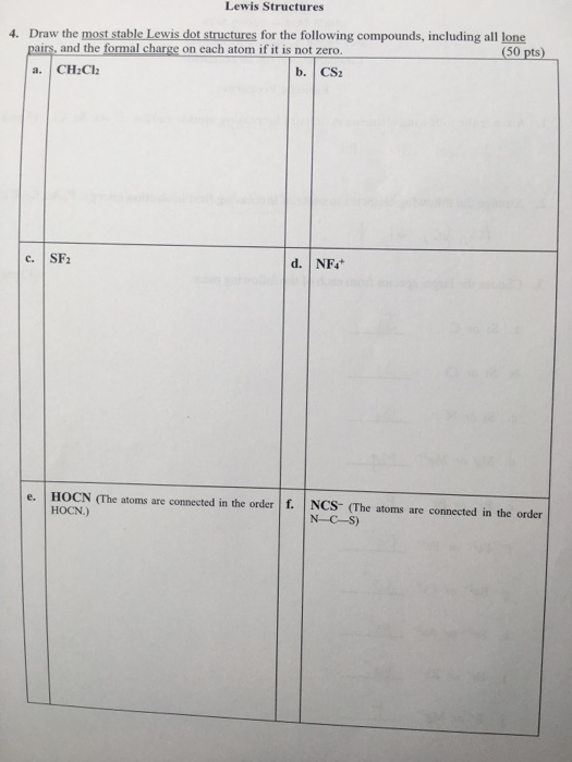 Solved Lewis Structures Draw the most stable Lewis dot | Chegg.com