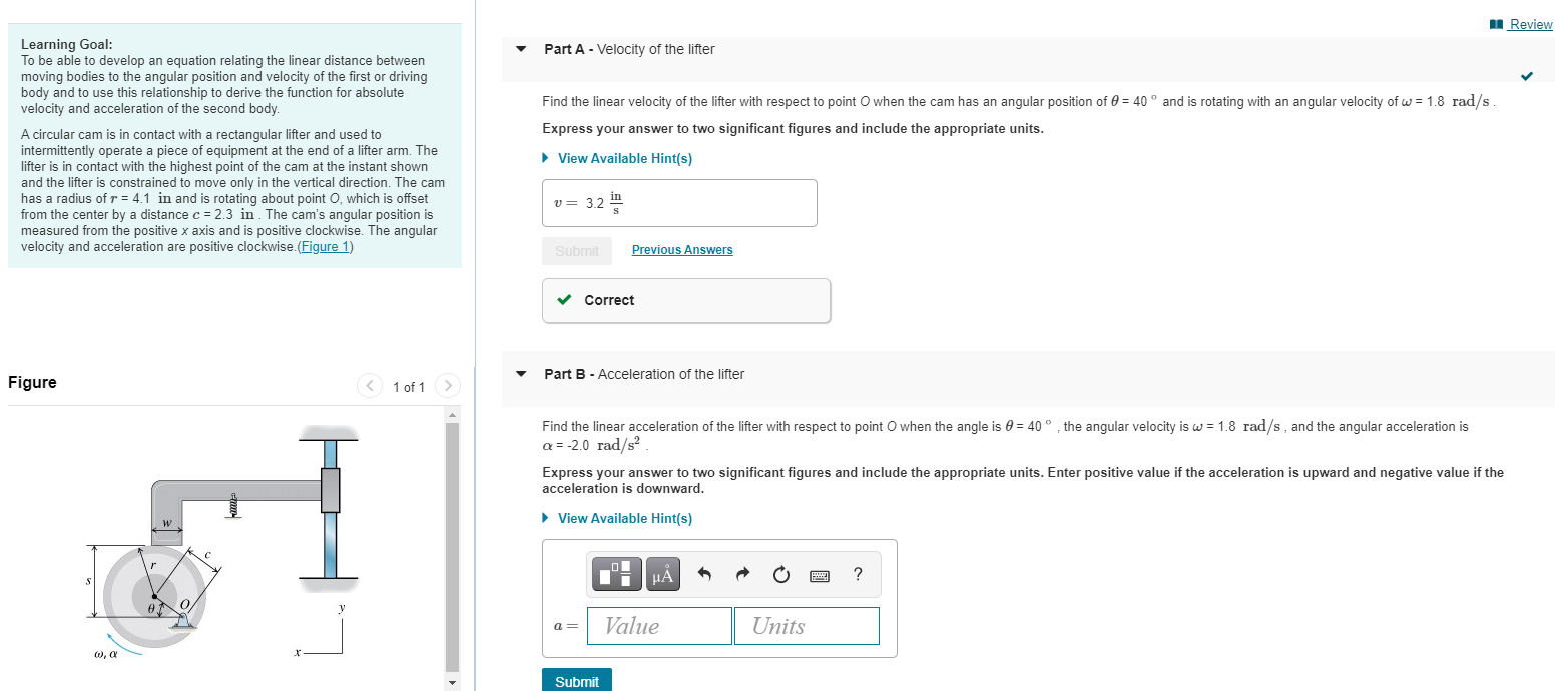 Solved Review Part A - Velocity of the lifter Learning Goal: | Chegg.com