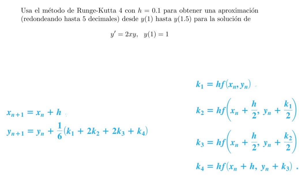 Solved Usa el método de Runge-Kutta 4 ﻿con h=0.1 ﻿para | Chegg.com
