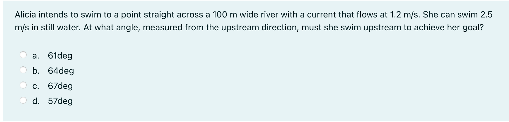 Solved Alicia intends to swim to a point straight across a | Chegg.com