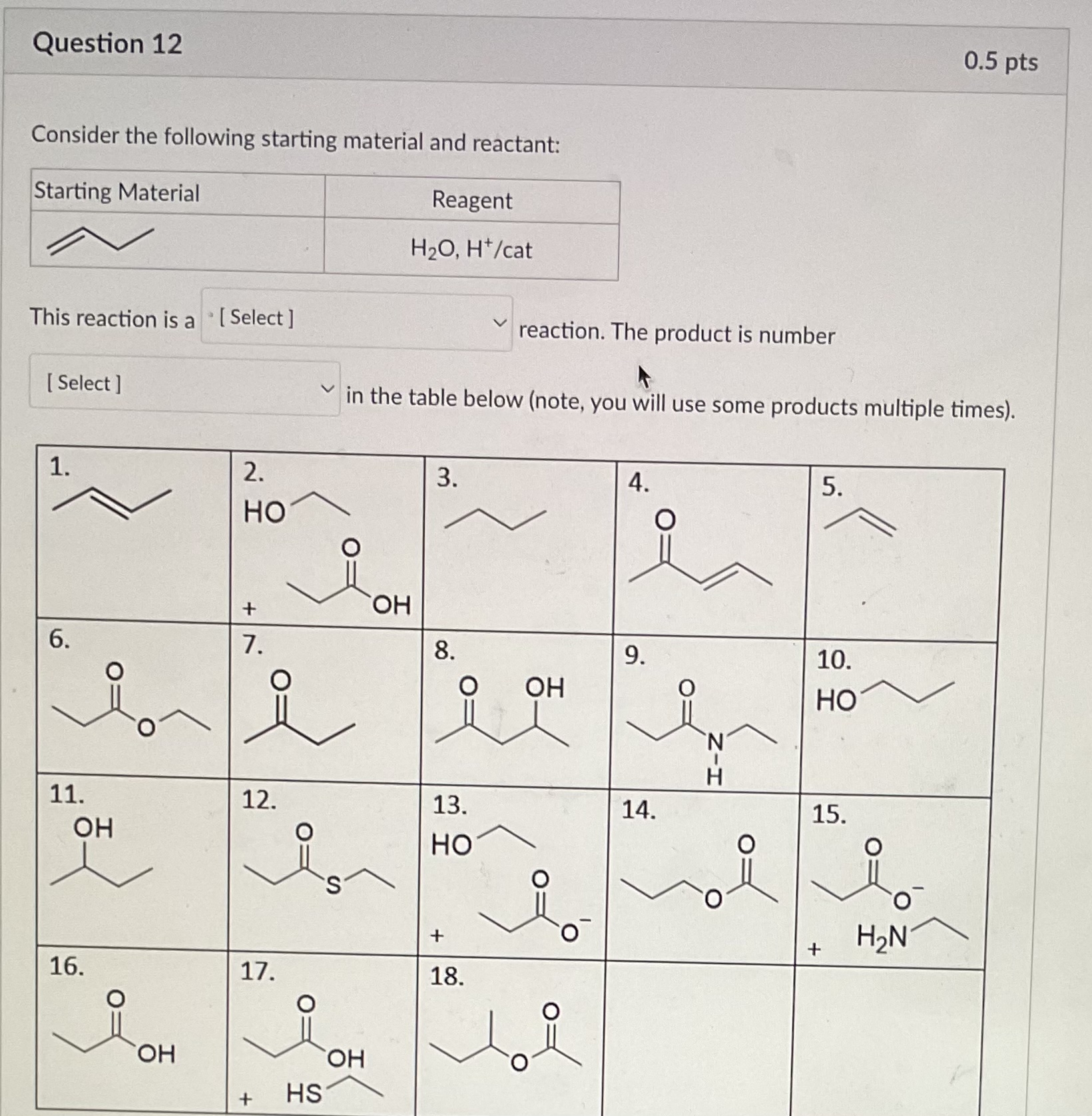 Solved Question 12Consider the following starting material | Chegg.com