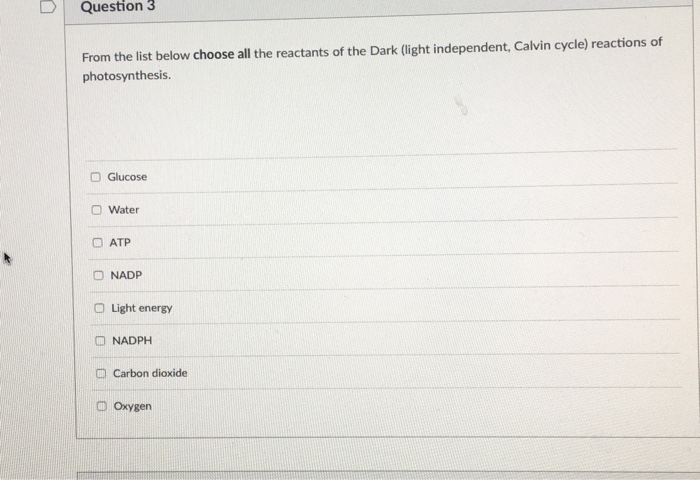 Solved From the list below choose all the reactants of the | Chegg.com