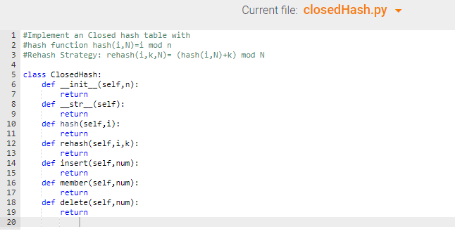 Solved Implement an Closed Hash Table. Your Hash table will | Chegg.com