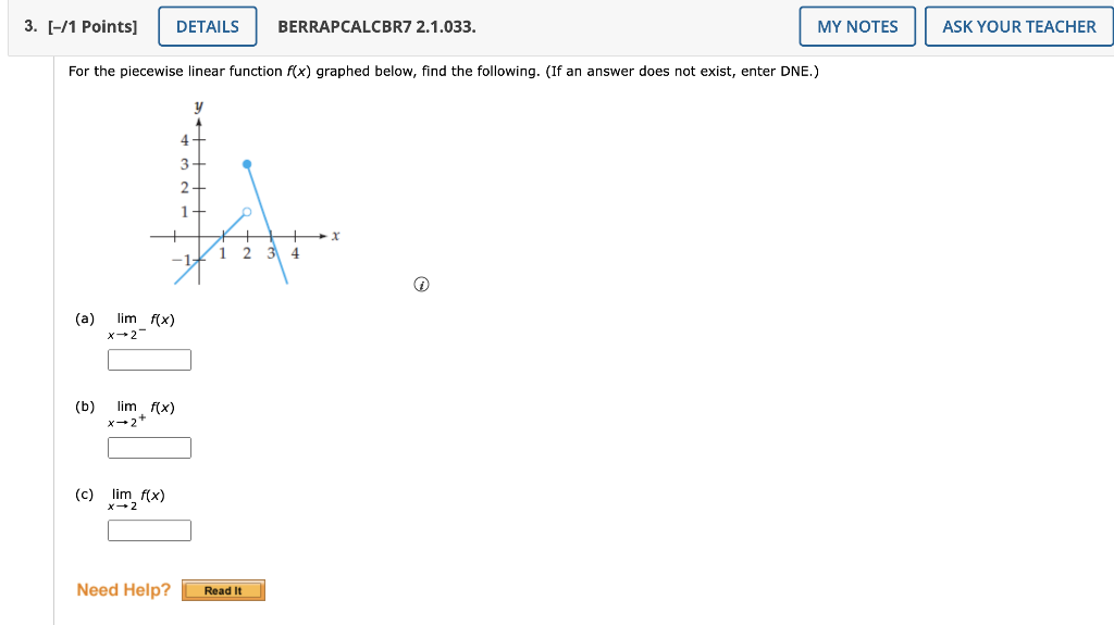 Solved 3. [-/1 Points) DETAILS BERRAPCALCBR7 2.1.033. MY | Chegg.com