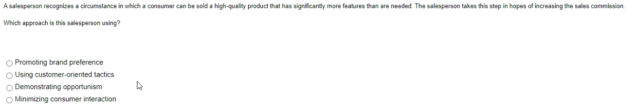 Solved Which approach is this salesperson using? Promoting | Chegg.com