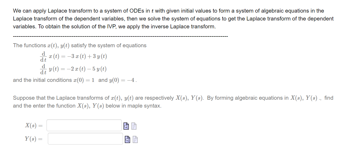 Solved We can apply Laplace transform to a system of ODEs in | Chegg.com