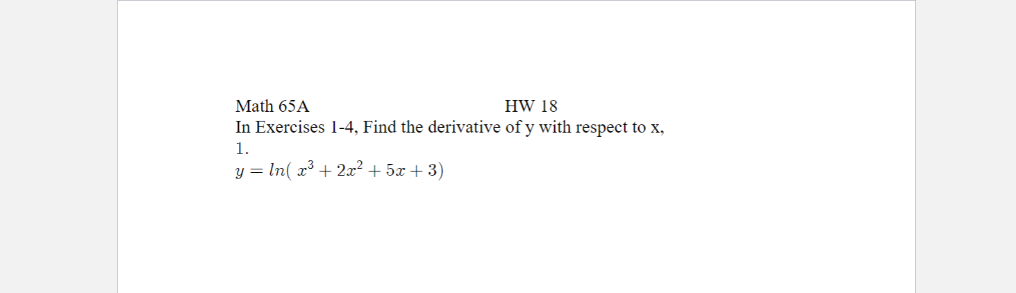 Solved Math 65A HW 18 In Exercises 1-4, Find the derivative | Chegg.com