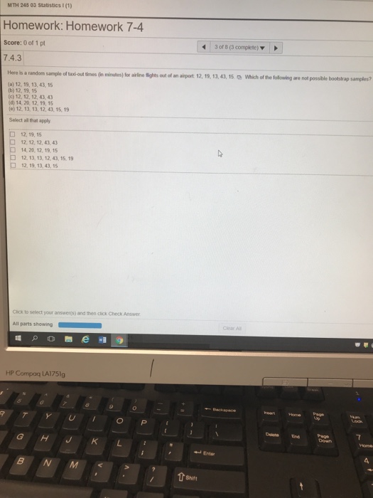 Solved MTH 246 03 Statistics!(1) Homework: Homework 7-4 | Chegg.com