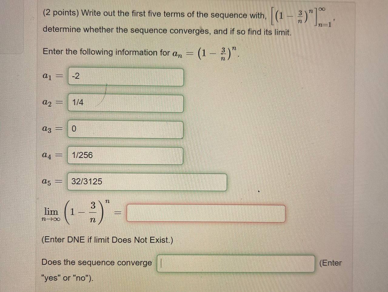 Solved (2 points) Write out the first five terms of the | Chegg.com