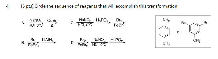 Solved ( 3 pts) Circle the sequence of reagents that will | Chegg.com