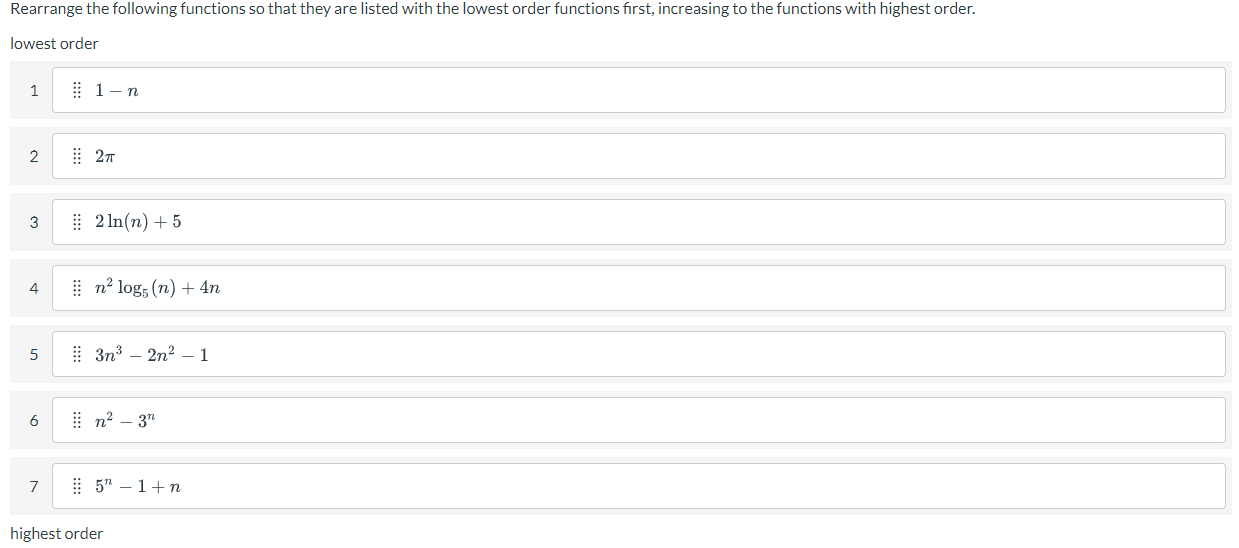 Rearrange the following functions so that they are | Chegg.com