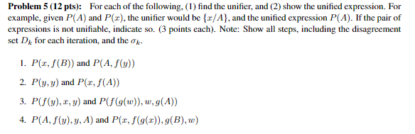 Solved Problem 5 (12 pts): For each of the following, (1) | Chegg.com