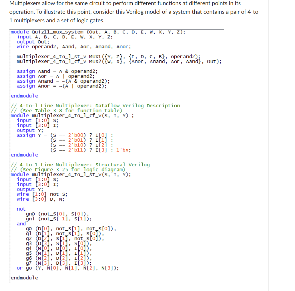 Multiplexers allow for the same circuit to perform | Chegg.com