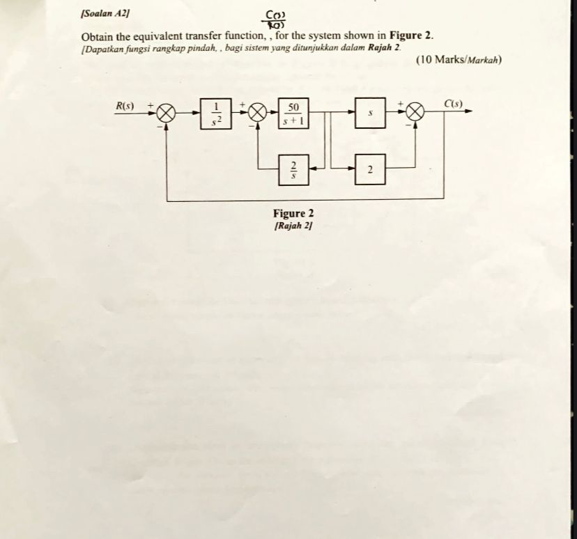 Solved [Soalan A2] K(0)C(3) Obtain the equivalent transfer | Chegg.com