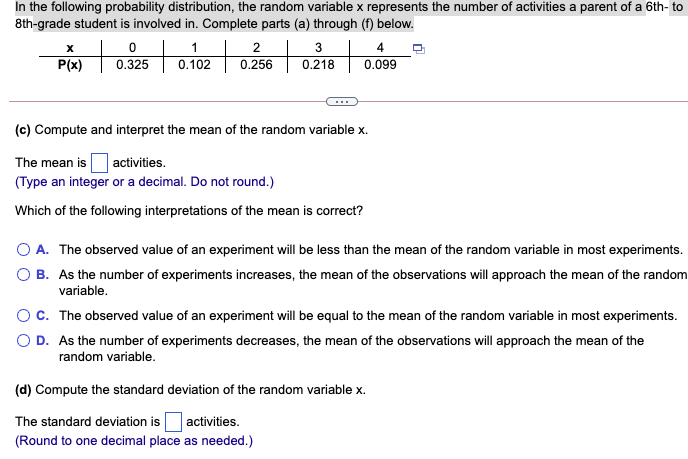 Solved ) Compute the standard deviation of the random | Chegg.com