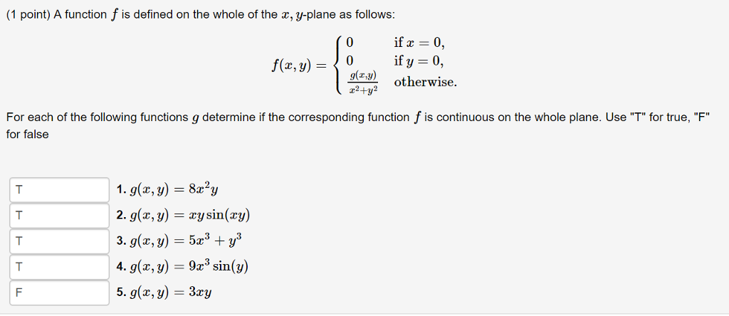 Solved (1 point) A function f is defined on the whole of the | Chegg.com