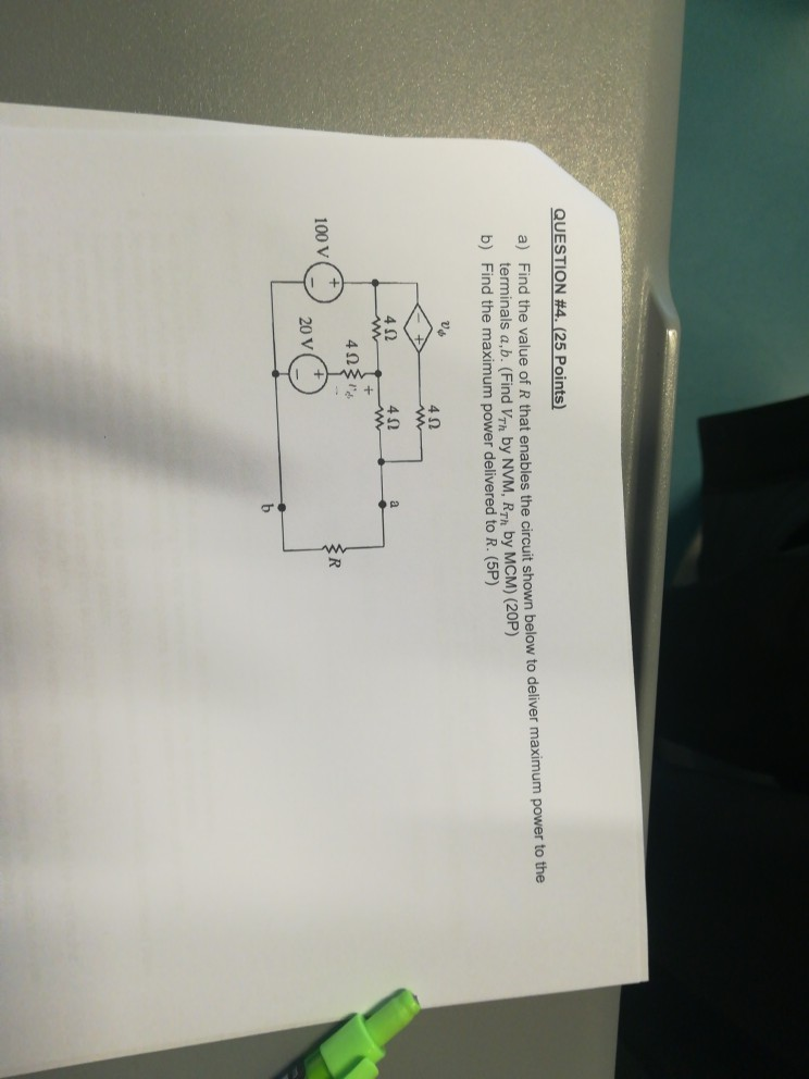 Solved QUESTION #4. (25 Points) a) Find the value of R that | Chegg.com