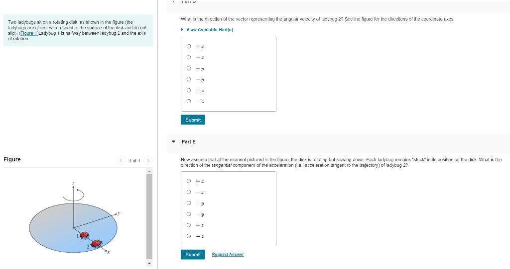 Solved Two ladybugs sit on a rotating disk, as shown in the | Chegg.com