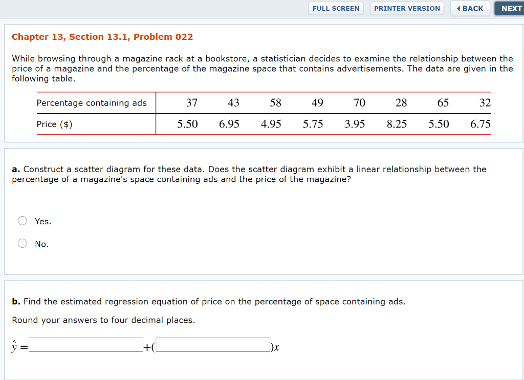 Solved FULL SCREEN PRINTER VERSION « BACK NEXT Chapter 13, | Chegg.com